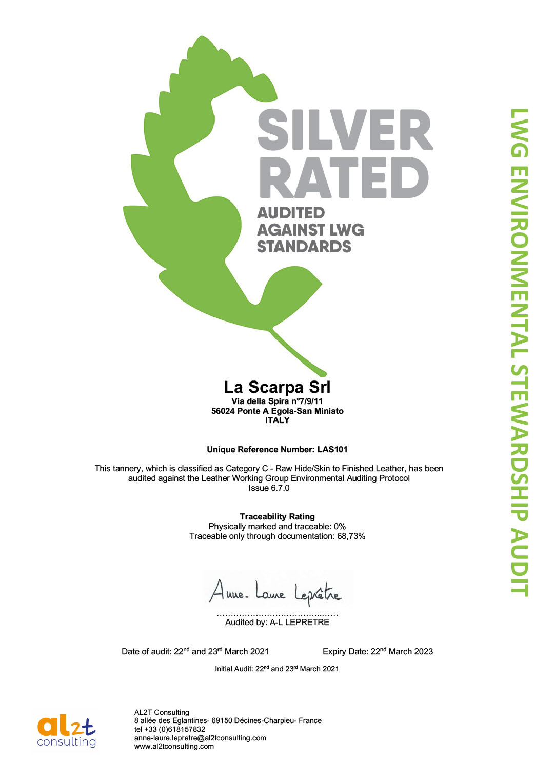 Silver Rated - Audited against LWG standards